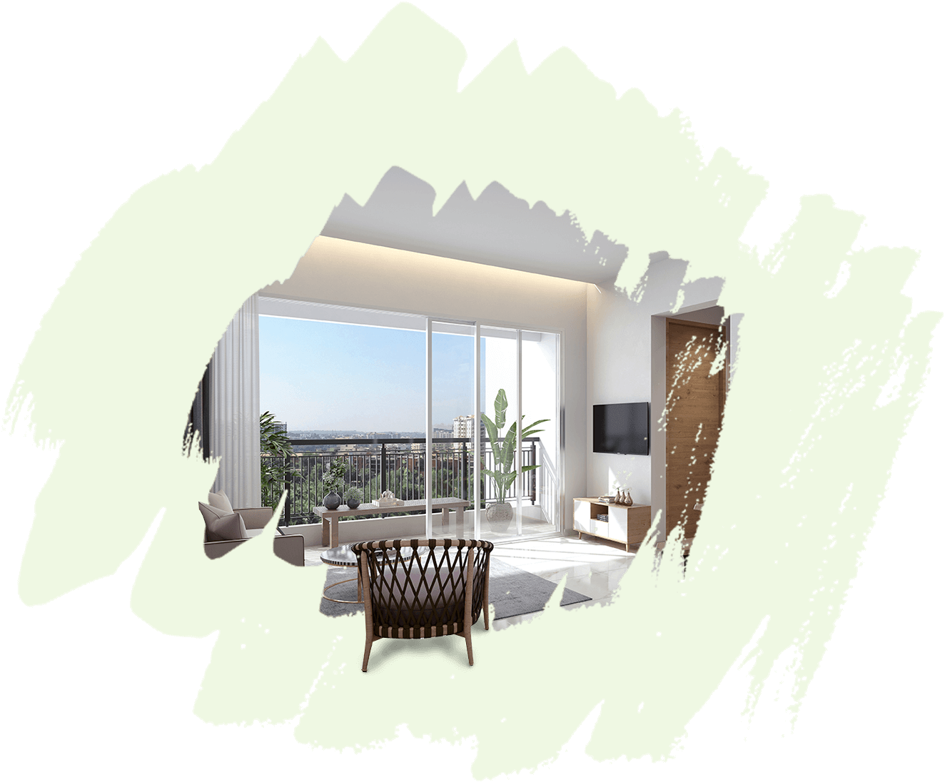 Living-room - Window Screen (1324x1096), Png Download