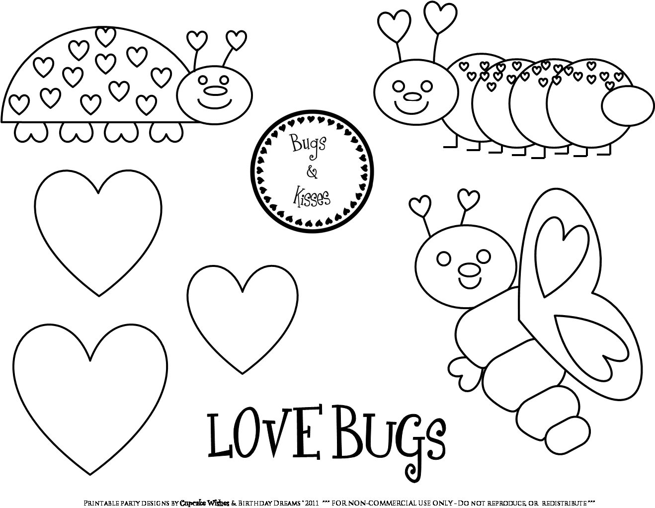 Printable Love Bug Coloring (1433x1029), Png Download