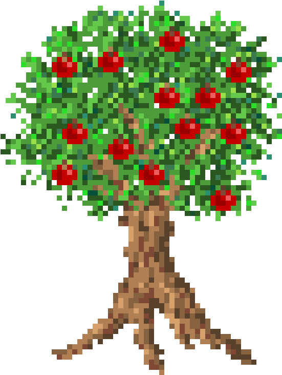 Apple Tree - Apple Tree Pixel Art (630x760), Png Download
