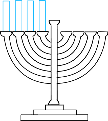 How To Draw Menorah - Menorah Drawing Small (680x678), Png Download