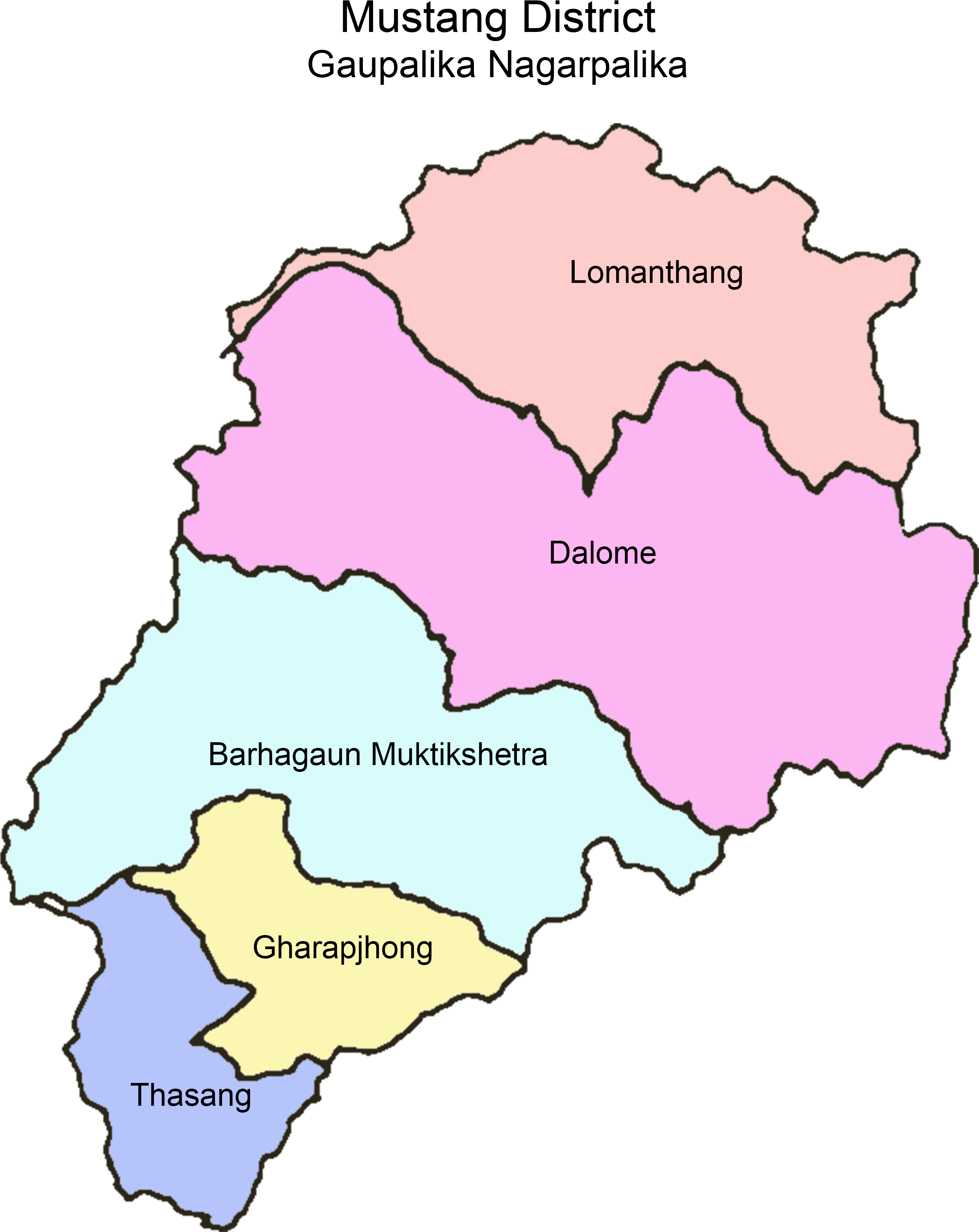 Download Gaupalikas Of Mustang District - Map Of Mustang District ...