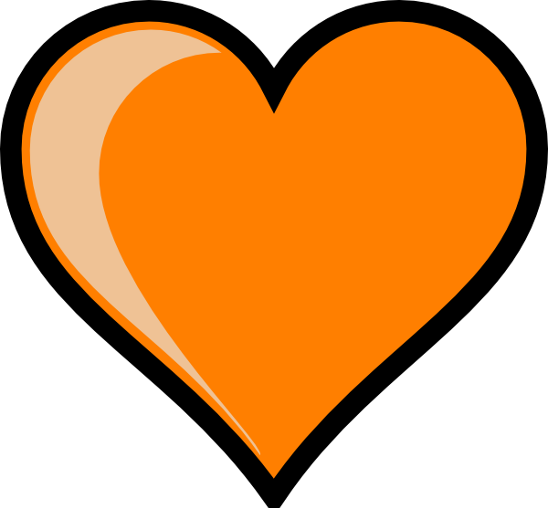 Orange Heart (600x557), Png Download