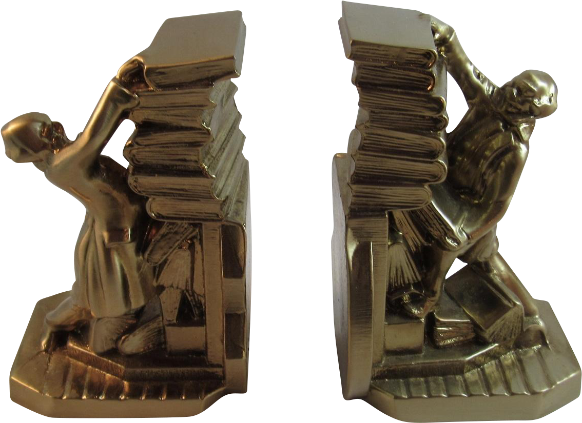 Pm Craftsman Man With Falling Stack Of Books Bookends - Figurine ...