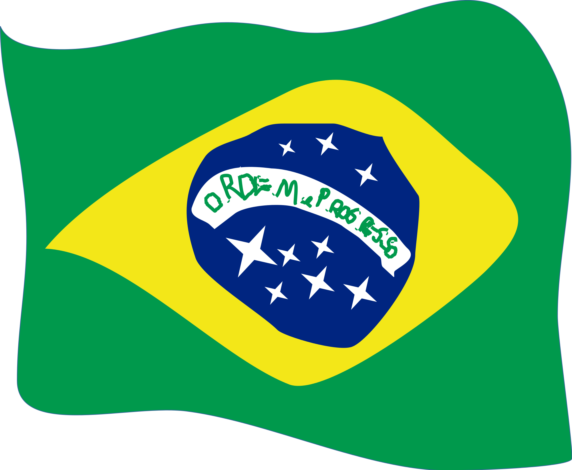 Flag Of Brazil - Draw Brazil Flag (2000x1645), Png Download