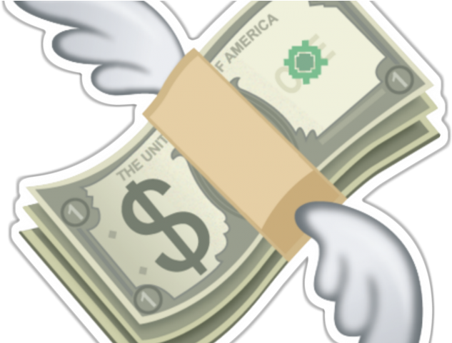 Sad Emoji Clipart Money - Flying Money Emoji Png (640x480), Png Download