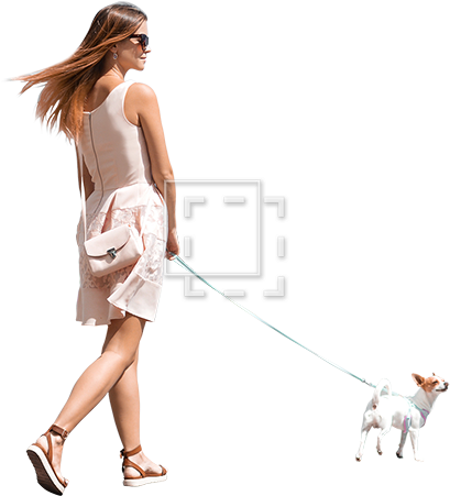 Female Model With Model Dog - Dog Walking (450x450), Png Download