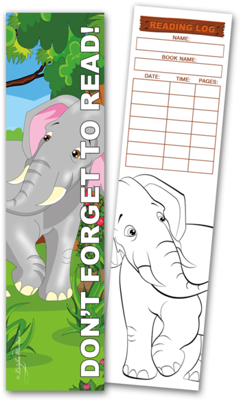 30 Elephant 'don't Forget To Read' Coloring Bookmarks - Cartoon ...