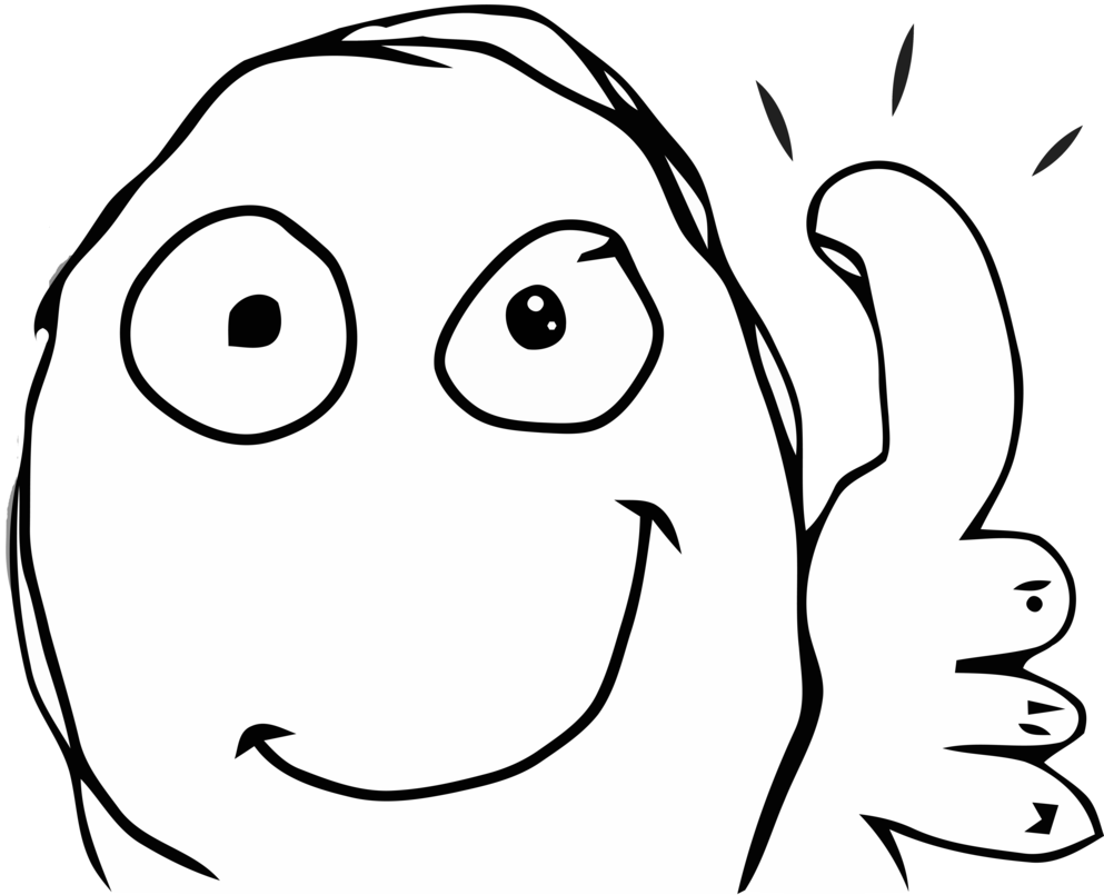 Happy Meme Face Png - Troll Face Thumbs Up (993x805), Png Download