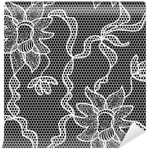 Download Black Lace Vector Fabric Seamless Pattern Wall Mural - Lace ...