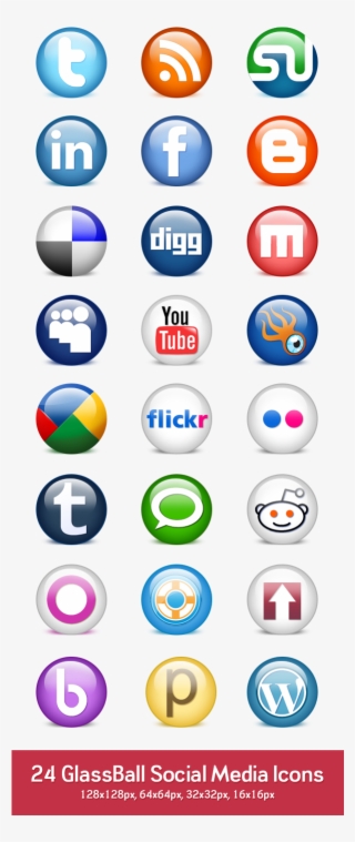 Preview Of Icons In Px Size - Social Media Logos Png 24 PNG Image ...