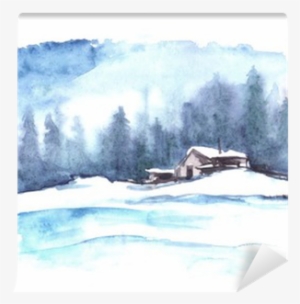 Watercolor Winter Pattern - Kar Resmi Manzara Suluboya PNG Image ...