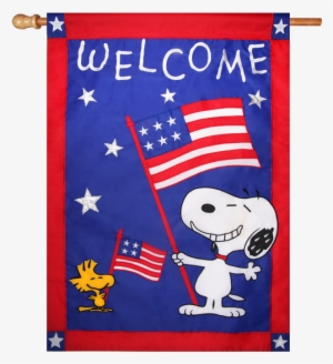 Patriotic Peanuts Welcome Embroidered / Applique House - Snoopy July ...