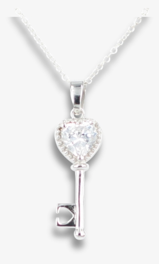 Sterling Silver Heart Shape Transparent Background - Key Necklace ...