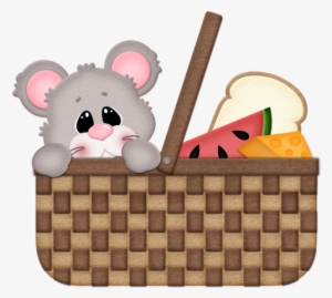Mouse In Picnic Basket Lets Go On A Picnic Png - Basket Clipart Cartoon ...