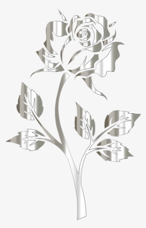 Polished Silver Rose Silhouette No Background - Silver Rose No ...