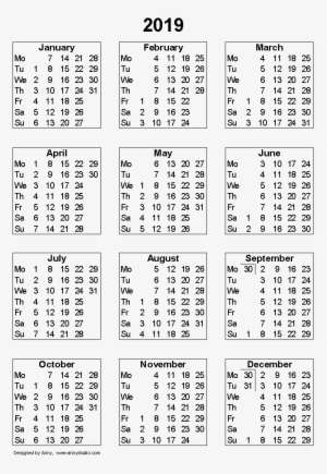2019 Calendar Png Hd - 2019 Calendar With Week Numbers PNG Image ...