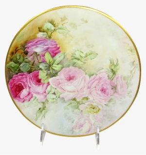 Antique French Limoges Plate Hand Painted Pink Roses - Limoges PNG ...
