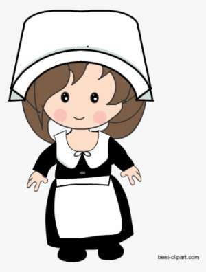 Cute Pilgrim Girl, Free Thanksgiving Clip Art - Transparent Background ...