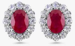 Red Ruby And Diamond Earrings - Ruby With Diamond Earrings PNG Image ...