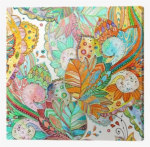 Colorful Seamless Texture With Fancy Floral - Painting PNG Image ...