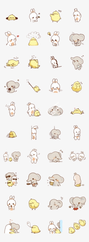 Cute Bunny Line Sticker PNG Image | Transparent PNG Free Download on ...