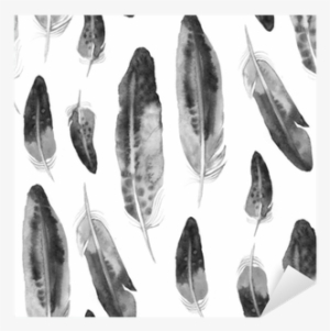 Seamless Pattern With Black Watercolor Feathers - Black Feather Pattern ...