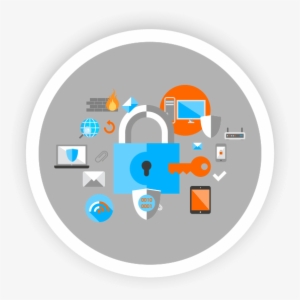 Computer Network Security Elements Inside Gray Circle - Cyber Security ...