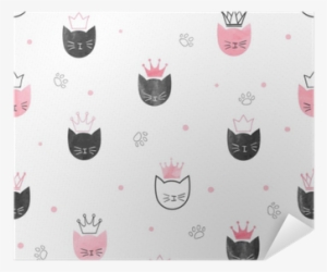 Seamless Princess Cats Pattern - Watercolor Painting PNG Image ...