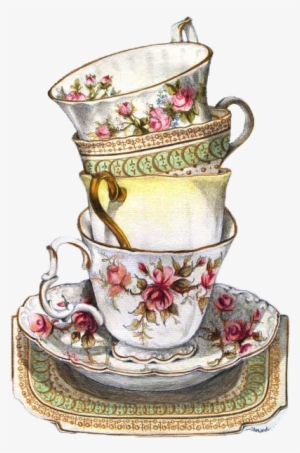 Drawn Teacup Fancy - Vintage Tea Party Clip Art PNG Image | Transparent ...