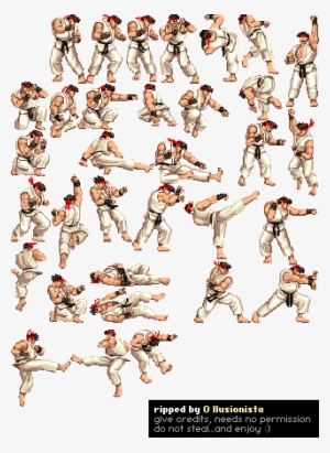 Ryu In Sprites From Stret Fighter-sfv - Ryu Third Strike Sprites PNG ...