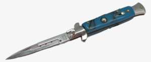 Classic Stiletto Switchblade With Blue Marble Handle - Switchblade ...