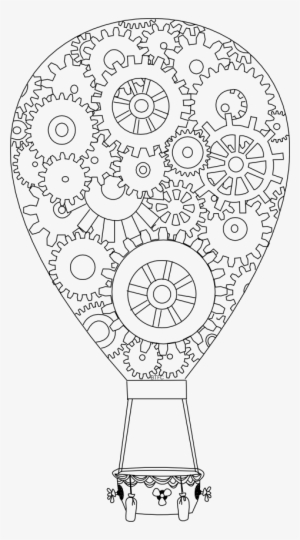 "cogs" Balloon Pattern - Adult Colouring Hot Air Balloon PNG Image ...