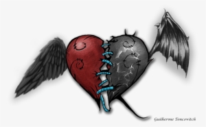 Devilangel Heart By Gt - Good Vs Evil Heart PNG Image | Transparent PNG ...