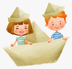 Hand Drawn Cartoon Watercolor Children Playing Decoratives - Children's ...