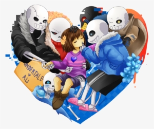 The Sanses Favourite Blue Heart By Gredellelle - Angeltale Sans X Frisk ...