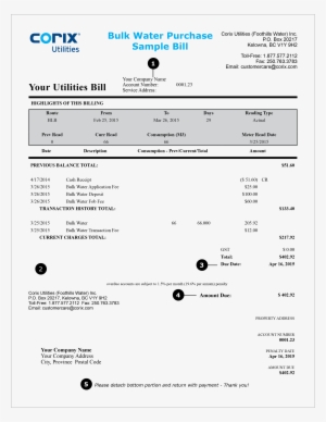 Heritage Pointe Bulk Water Utility Bill Sample - Corix PNG Image ...