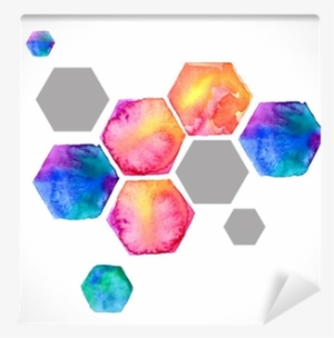 Watercolor Bright Hexagon Over White Wall Mural • Pixers® - Watercolor ...