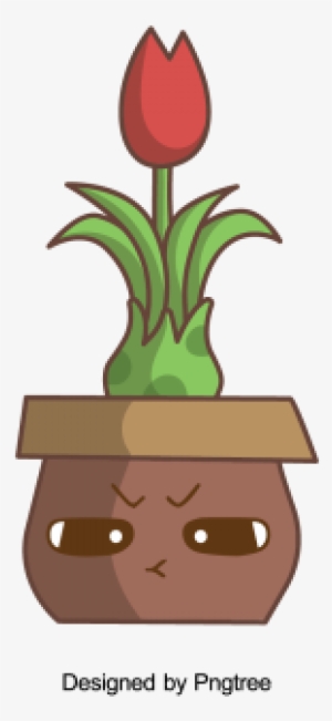 Cartoon Hand-painted Simple Flower Pot Flower Design, - Design PNG ...