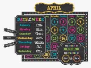 Chalkboard Brights Calendar Bulletin Board - Classroom Calendar ...