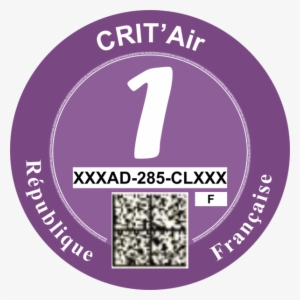 Violet Crit'air Vignette Class 1 France - Vignette Crit Air 1 PNG Image ...