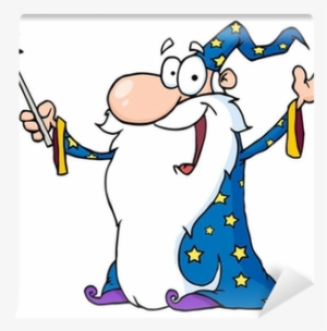 Wizard Waving And Cape Holding A Magic Wand Wall Mural - Cartoon ...