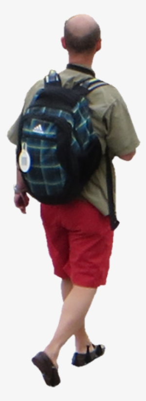 A Cutout Photo Of A Bald Man With A Green Backpack - Human PNG Image ...