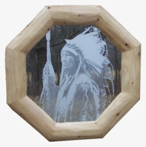 Rustic Log Picture Frame And Etched Mirror Of A Proud - Mirror PNG ...