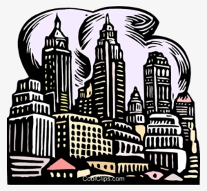 Woodcut City Scape Royalty Free Vector Clip Art Illustration - Woodcut ...
