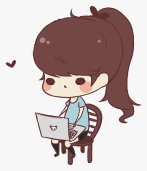 Chibi Image - Chibi Girl On Computer PNG Image | Transparent PNG Free ...