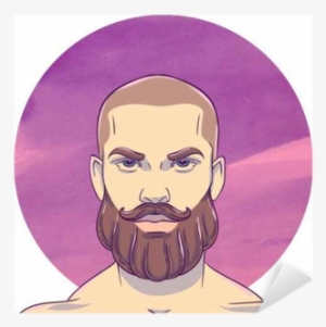 Young Bald Man With A Mustache And Beard On The Background - Beard PNG ...