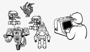 Robot And Computer Icon - Robot At Computer Icon PNG Image ...