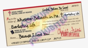 Photo - Jesus Paid In Full Check PNG Image | Transparent PNG Free ...