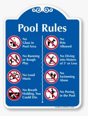 Pool Rules, Prohibition Rules At Pool Area With Graphics - Rules In The ...