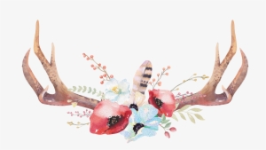 19 Antlers With Flowers Clipart Freeuse Stock Huge - Watercolor Flowers ...